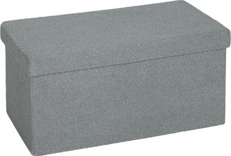 HOMCOM Sitzbank mit Stauraum faltbar Polsterbank mit Samtoptik, Sitztruhe, Truhenbank für Wohnzimmer Schlafzimmer Flur 76 x 38 x 38 cm, Dunkelgrau