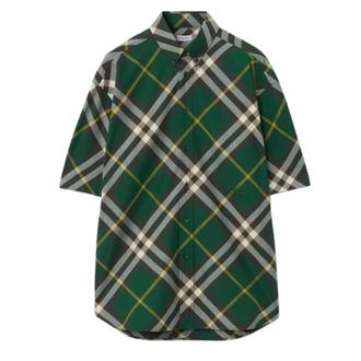Burberry Kariertes Muster Besticktes Poloshirt - - Shirts - Herren - Gr&uuml;n - M