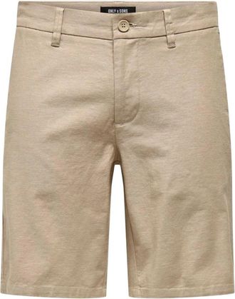 Only & Sons Baumwoll-Leinen Bermuda Shorts - - Shorts - Herren - Beige - S