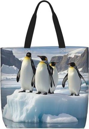 Generic Des Pingouins Sur LIceberg Sac A Main Femme Grand Tote Bag D&eacute;contract&eacute; Sac Fourre Tout Pour Travail Shopping Voyage