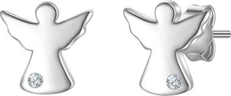 Glanzst&uuml;cke M&uuml;nchen Ohrringe - Sterling Silber Ohrstecker Lab Grown Diamond Engel - Gr. unisize - in Silber - f&uuml;r Damen