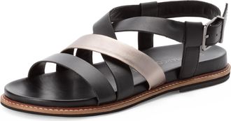 Marco Tozzi Damen Sandalen flach aus Leder Sommer, Schwarz (Black Comb), 38 EU