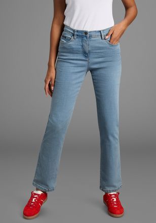 Arizona Gerade Jeans ARIZONA Annett, Damen, Gr. 17, K + L Gr, blau (bleached), Jeans, Obermaterial: 98% Baumwolle, 2% Elasthan, clean, Basic, normal lang, Jea