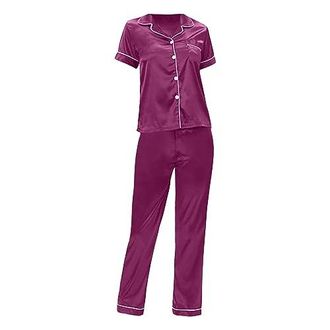 Generic Surv&ecirc;tement en velours pour femme - Motif coeur - Grande taille - Galentines - Manches longues - Noeud - V&ecirc;tements de d&eacute;tente dhiver pour la salle de 