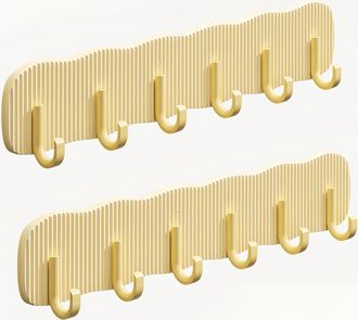 Generic 2 St&uuml;ck Kleiderhaken Wand Mit 6 Haken,Garderobe Wandhaken,Garderobenleiste,Garderobenhaken Ohne Bohren F&uuml;r Jacken, Taschen, H&uuml;te Und Schals Bieten(Yel
