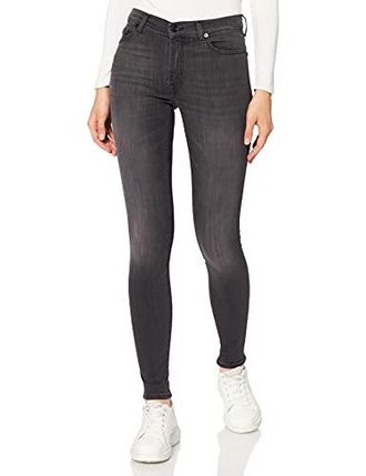 7 For All Mankind Hw Jean Skinny, Noir (Black BF), W28/L30 (Taille Fabricant: 28) Femme