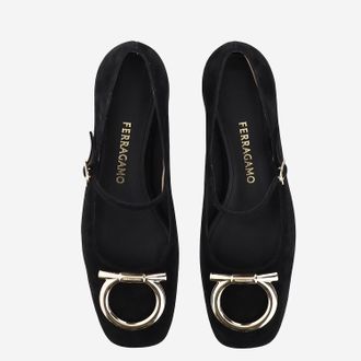 Ferragamo Womens Ballerinas Marry2 Suede Black Upper: Goat Leather Ballerina Shoes