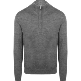 Profuomo Pullover Half Zip Laine Merino Gris