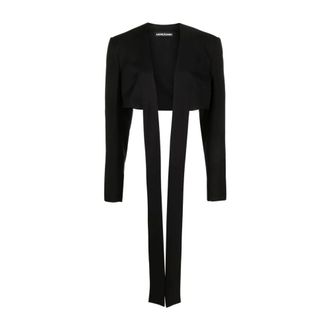 ADĀMO Andrea Adamo Veste courte en flanelle - Femme - Vestes - Noir - Taille: 36 FR