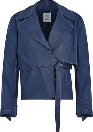 Rosie Assoulin ridged moir&eacute; belted jacket - Blau