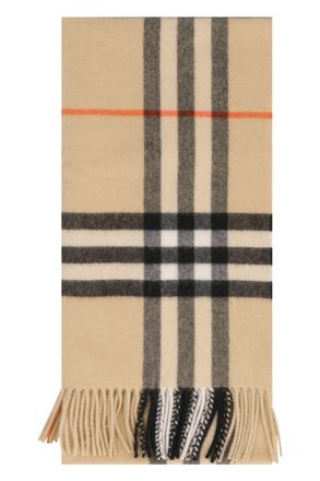 Burberry Mens Checked Cashmere Scarf Beige Scarfs