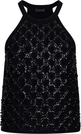 Liu Jo Femme, Tops, Noir, Taille: 40 FR Top avec ornement de bijoux