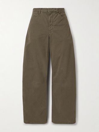 Nili Lotan Pantalon Barrel En Serge De Coton Mélangé Brossée Tribeca - Vert