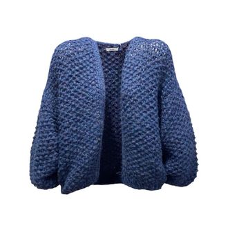Maiami Chunky Alpaka Perlmuster Cardigan - - Knitwear - Damen - Blau - S