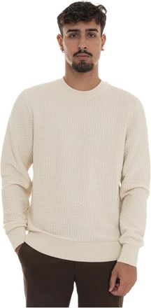 HUGO BOSS Homme, Pulls, Beige, Taille: M Pull à col rond avec finition intarsia