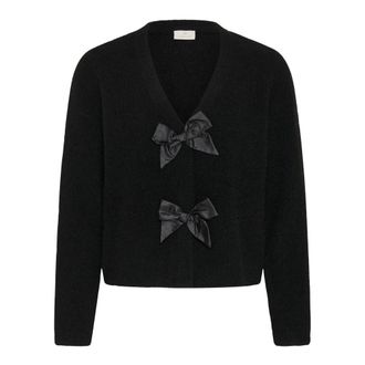Kaffe Strickjacke mit V-Ausschnitt - - Knitwear - Damen - Schwarzk - XS