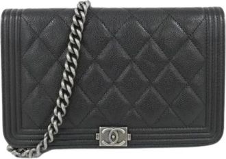 Chanel Pre-owned Boy Caviar Skin Chain Wallet - Femme - Pre-owned - Noir - Taille: ONE Size