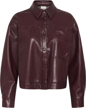 Kaffe Lederjacke - - Jackets - Damen - Braun - M