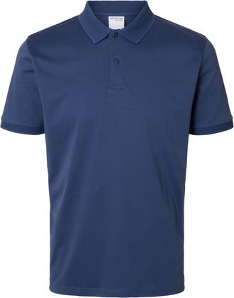 Selected Herren Slhfave Button Ss Polo Noos, Oceana, Large