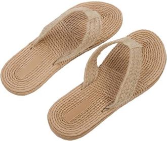 Yardwe Imitation Straw Slippers Femme Plage Confortables Plates L&eacute;g&egrave;res Ouvertes pour Piscine et Usage Ext&eacute;rieur