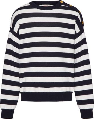 Valentino Garavani Gestreifter Pullover mit rundem Ausschnitt - Schwarz