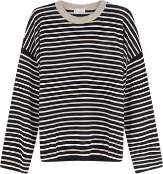 Brunello Cucinelli Femme, Pulls, Multicolore, Taille: 40 FR Pull en m&eacute;lange de lin