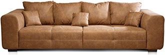 Cavadore Big Sofa Mavericco / XXL Polstercouch im modernen Design in Lederoptik / Inklusive Rückenkissen und Zierkissen / 287 x 69 x 108 cm (BxHxT) / Mikrofase