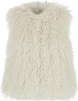 Michael Kors Femme, Vestes, Blanc, Taille: 36 FR Veste Sans Manches Ecofur Blanche Femme