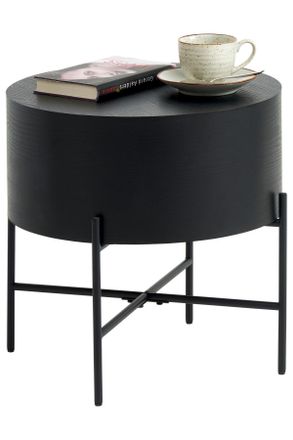 Xora Beistelltisch, Schwarz, Metall, Holzwerkstoff, rund, Rundrohr, 45x45x45 cm, Bsci, einfacher Aufbau, Wohnzimmer, Wohnzimmertische, Beistelltische, Beis