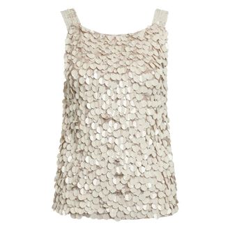 P.A.R.O.S.H. Glitzerndes Sequin Top - - Tops - Damen - Beige - M