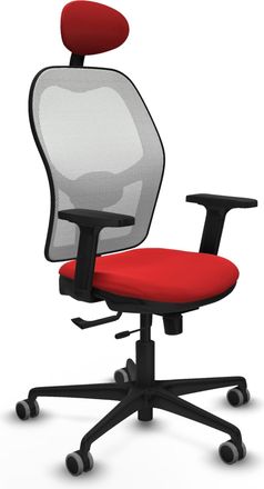 Piqueras y Crespo B&uuml;rostuhl mit 2D-Armen, h&ouml;henverstellbare Lendenwirbelst&uuml;tze und festes Kopfteil, ausgestattet mit Syncro/Traslack und injiziertem Schaumstoff, Wei&szlig;/R