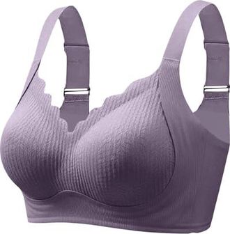 Generic Soutien-gorge de sport l&eacute;ger sans armatures pour femme - Grande taille - Respirant - Gros seins pour montrer la beaut&eacute; du dos, violet, XXL
