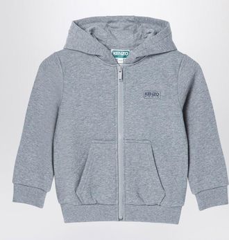 Kenzo Grey cotton blend zip sweatshirt with logo