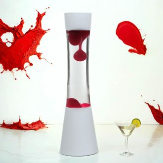 Licht-Erlebnisse Retro Lavalampe Rot Wei&szlig;, kr&auml;ftig, dekorativ, 39,5 cm, inklusive Leuchtmittel, G9 30 W mit Kabelschalter, Partykeller, Jugendzimmer, Lava Lampe