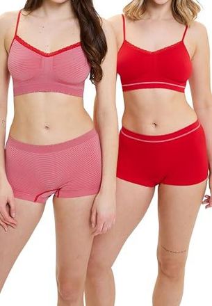 Billet Doux Mod&egrave;le Zen Attitude - Lot de Deux Shorties Taille Normale - Femme - 42/44 - Rouge/Rose + Rouge