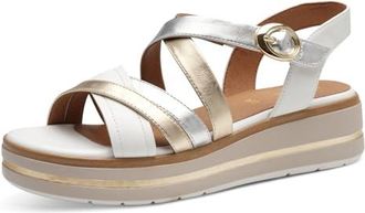 Jana sandales femme plates plateformes vegan, White/Metallic, 37 EU