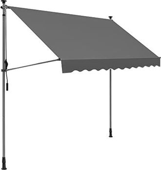 Songmics Klemmmarkise, 350 x 130 cm, Balkonmarkise, höhenverstellbar, mit Handkurbel, Sonnenschutz, Schirm für Balkon, Terrasse, Garten, anthrazit GSA353G02
