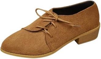 Generic Chaussures &agrave; lacets pour femme - Bout pointu - Couleur unie - Tendance - Talon bas et &eacute;pais - Antid&eacute;rapantes - Confortables - Pour la marche, le burea