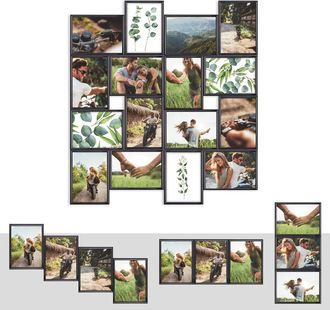 Bildershop-24 Kunststoff Bilderrahmen Fotorahmen Collage zum individuellen gestalten 16x 10.5x15cm Schwarz mit Normalglas und Klammern