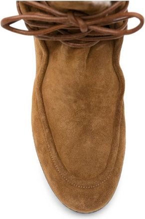 Isabel Marant Shearling-Lined Suede Wedge Boot - Brown