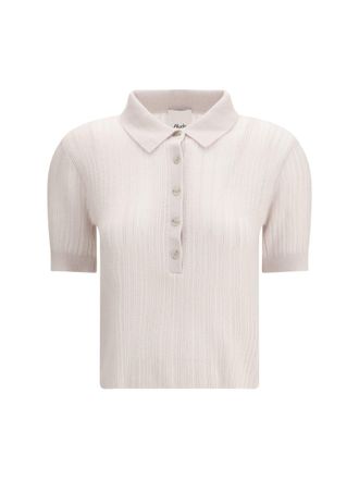 Allude Womens Sweater Polo-Neck Short-Sleeve Cream Cashmere (capra Hircus)