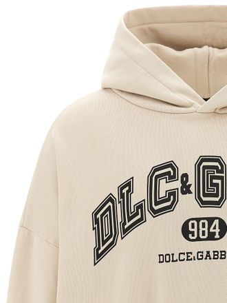 Dolce & Gabbana Logo-Print Fleece Hoodie - Cream