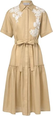 Ermanno Scervino Femme, Robes, Beige, Taille: 34 FR D48Eq060Ccet6 Robe Midi Brod&eacute;