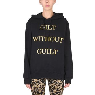 Moschino Kapuzenpullover mit Kordelzug und Logo vorne - - Sweatshirts & Hoodies - Damen - Schwarzk - XS