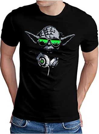 OM3 DJ-YODA T-shirt pour homme | Deejay Headphones Party Club Music Beat Turntables | S - 5XL, Noir, XXXXXL