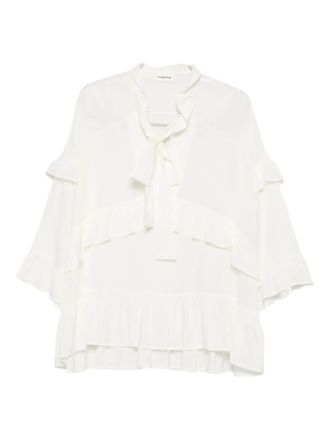P.A.R.O.S.H. Seidenbluse mit Volants - Weiß