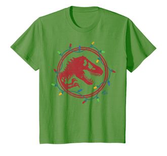 Jurassic Park T-Shirt: T-Rex Christmas Lights - Schwarz, S - Unisex, Cartoon, Dinosaurier, Weihnachten, Party, Pullover