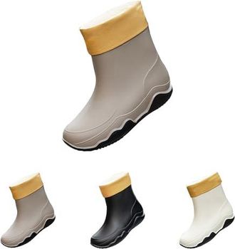 Generic Wellington Bottes de pluie dhiver chaudes pour femme avec doublure en peluche, amovibles et lavables, imperm&eacute;ables, antid&eacute;rapantes, pour le travail, l