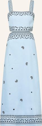 Maje Kleid Mit Leinen Und Cut-Outs blau