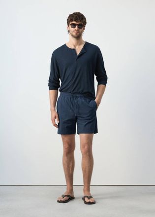 Mango Maillot de bain essentiel cordon bleu marine fonc&eacute; - Homme - XL - MANGO MAN